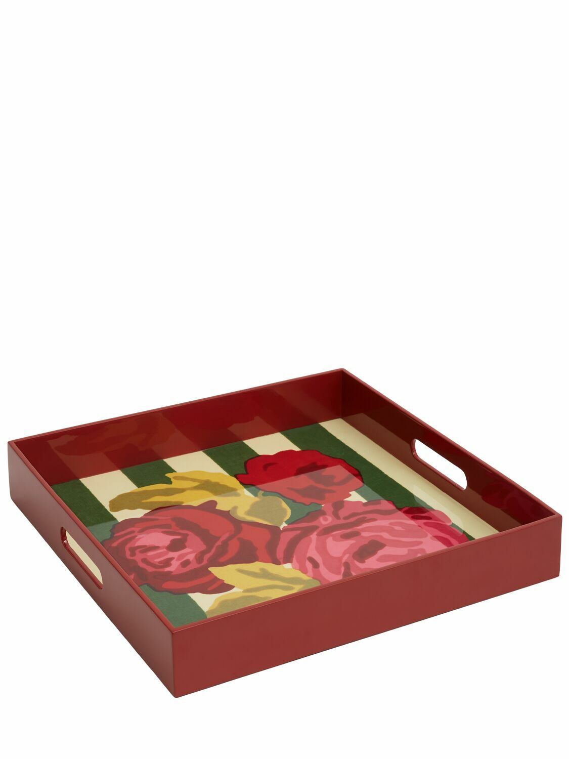 LISA CORTI Nizam Stripes Green Lacquered Tray Lisa Corti