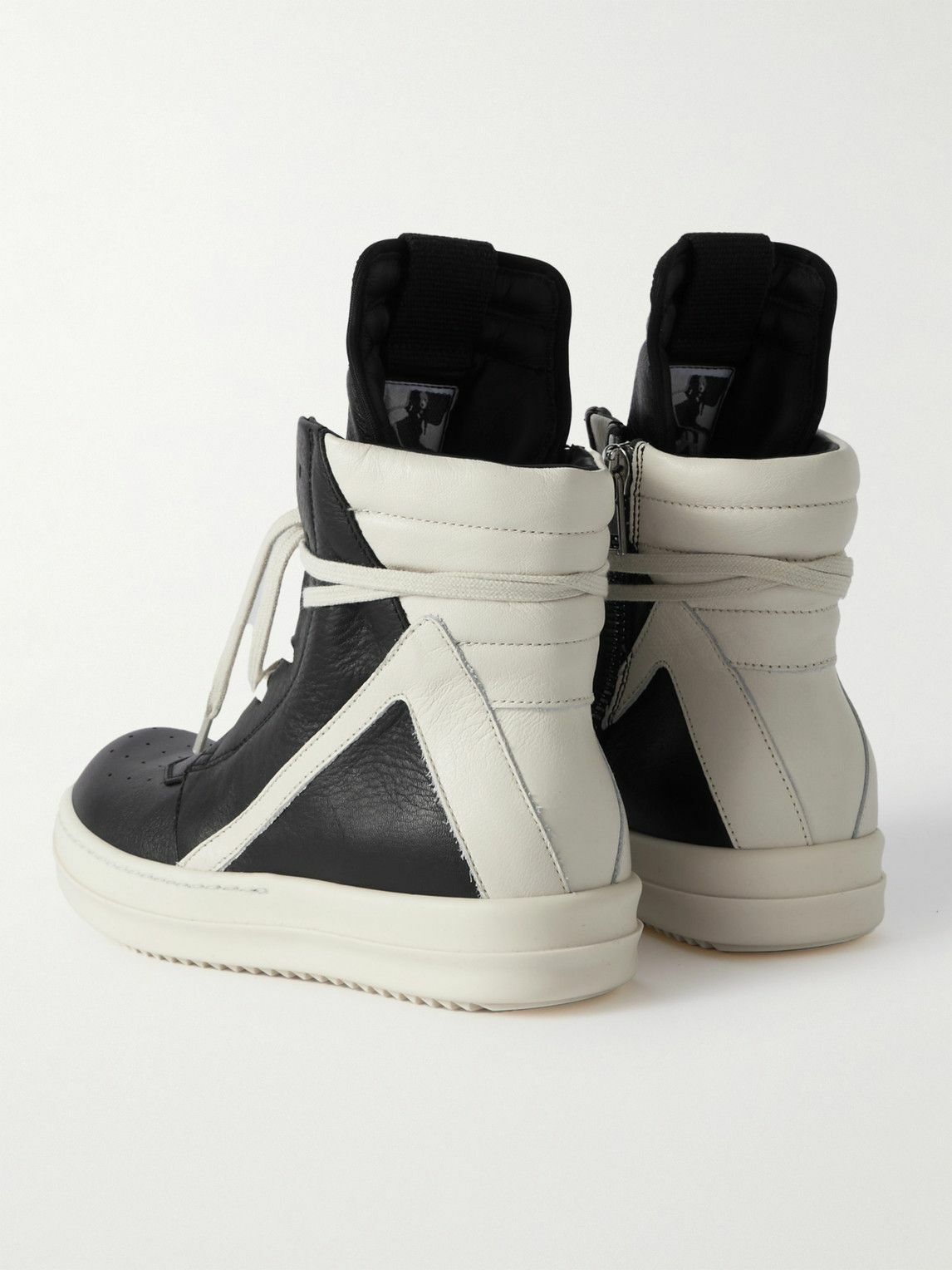 Rick Owens Kids - Geobasket Two-Tone Leather High-Top Sneakers - Black ...