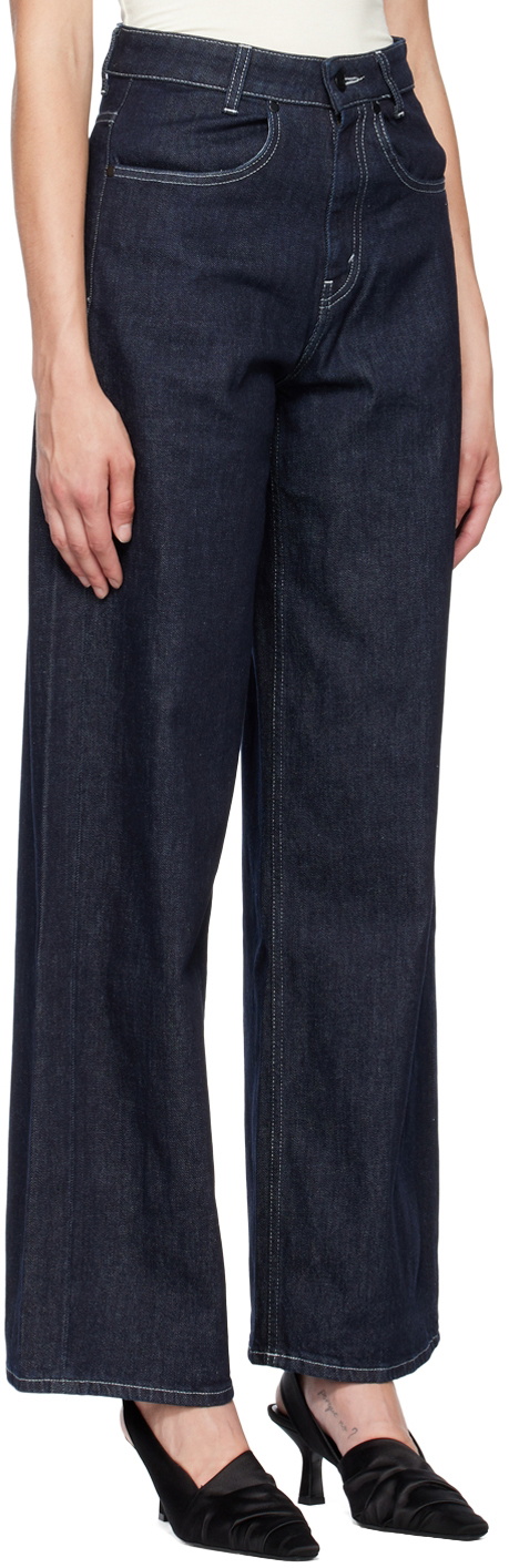 BITE Studios Blue Wide-Leg Raw Denim Jeans BITE