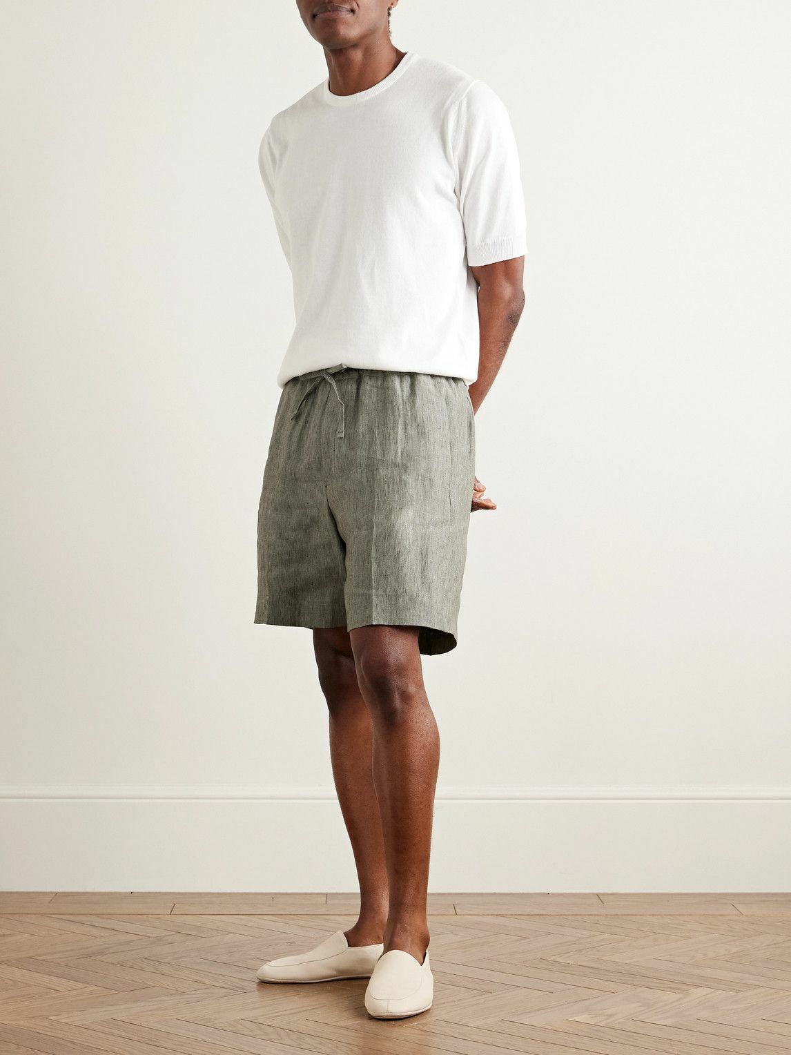 Kingsman - Straight-Leg Linen Drawstring Shorts - Green Kingsman