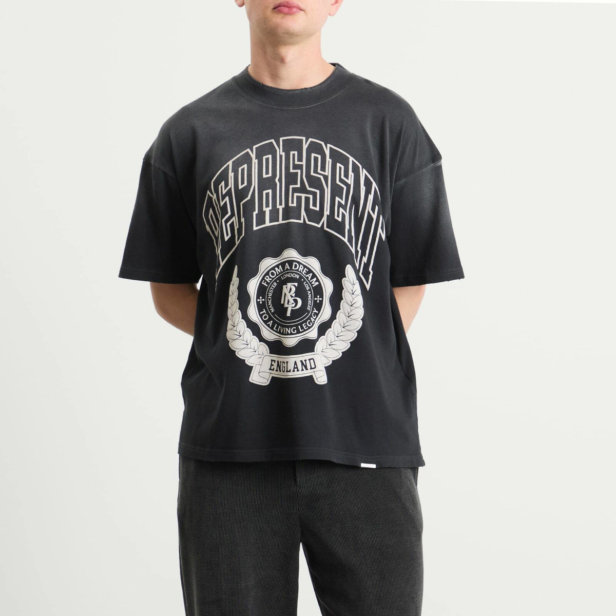 Represent Men's Legacy Crest T-Shirt in Stained Black Represent