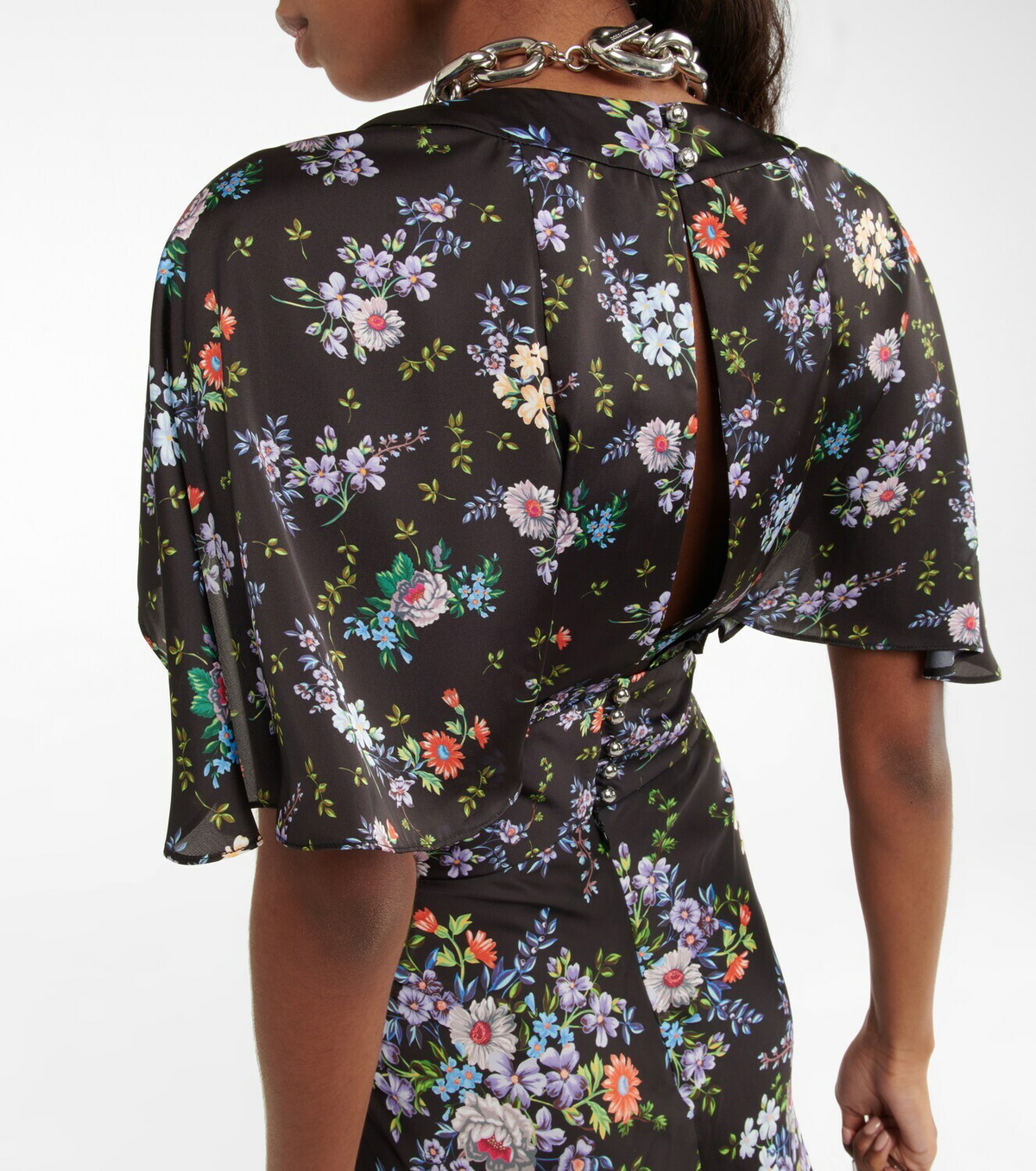 Paco Rabanne Floral Satin Midi Dress Paco Rabanne