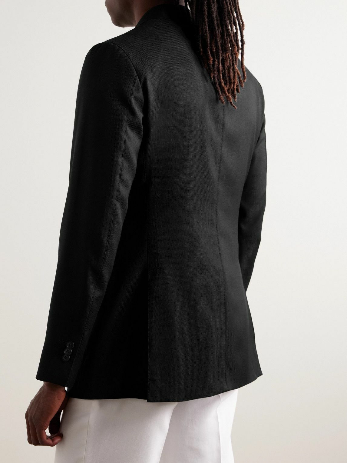 Saman Amel - Double-Breasted Wool-Hopsack Blazer - Black Saman Amel