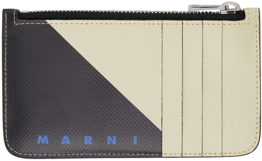 Marni Off-White & Black Tribeca Card Holder Marni