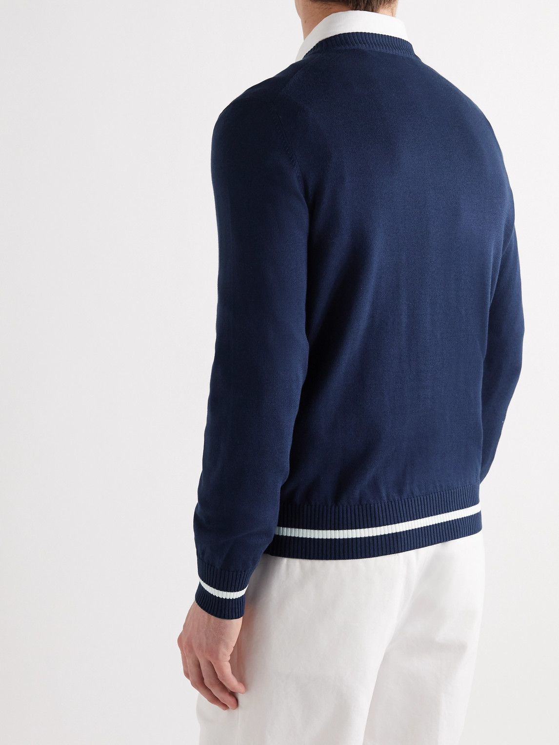 Brunello Cucinelli - Striped Cotton Sweater - Blue Brunello Cucinelli