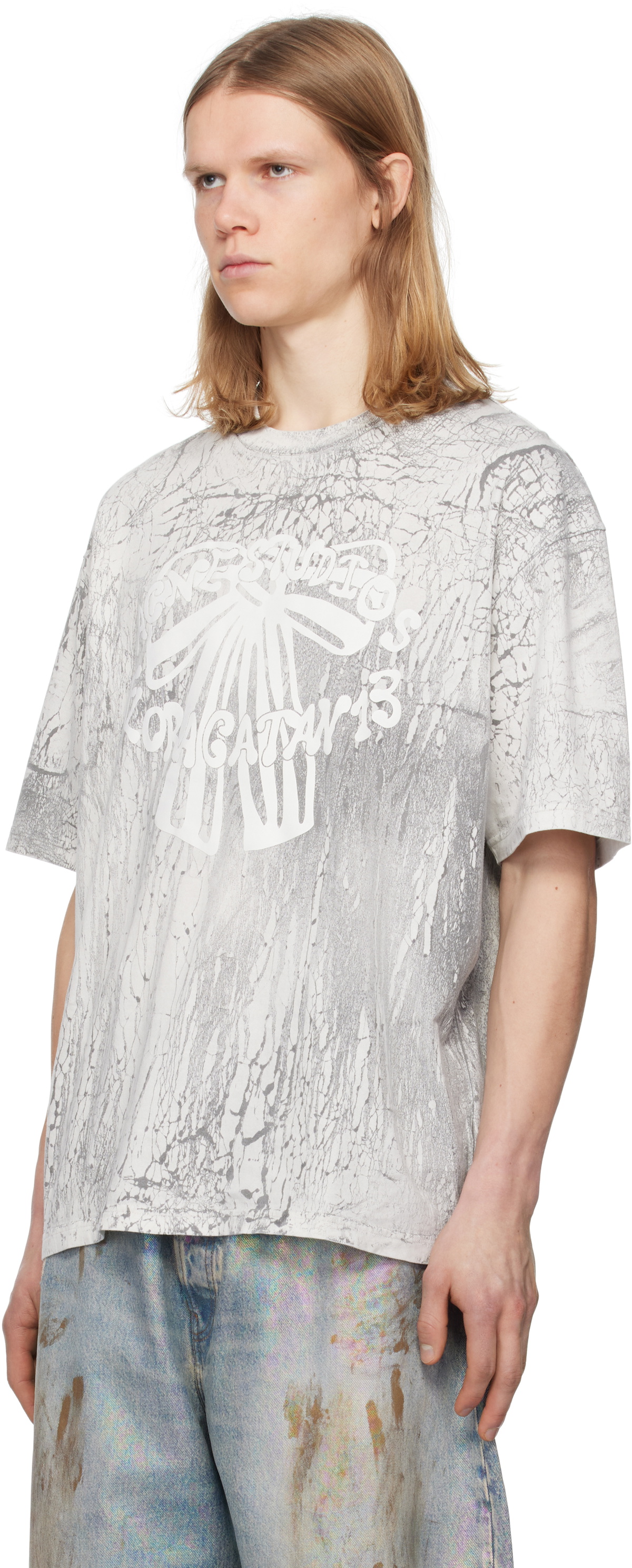 Acne Studios Gray Plaster Print T-shirt Acne Studios