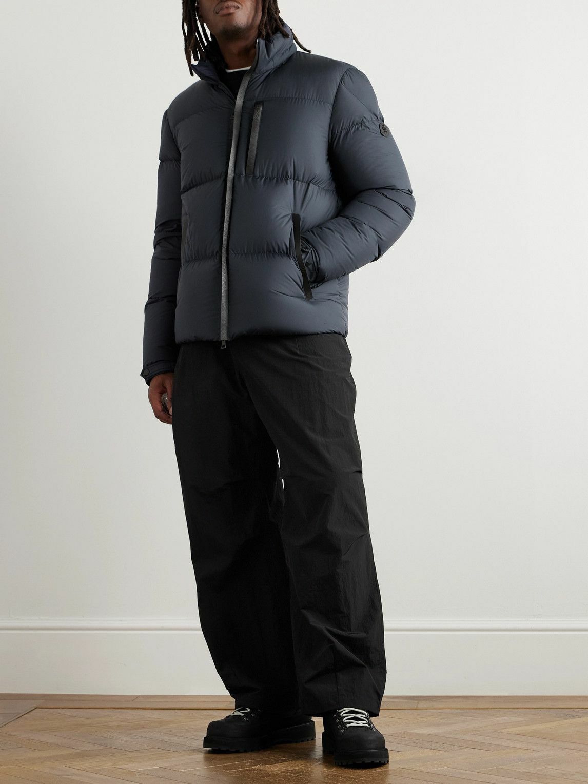 Moncler - Besbre Logo-Appliquéd Leather-Trimmed Quilted Airsoft Down ...