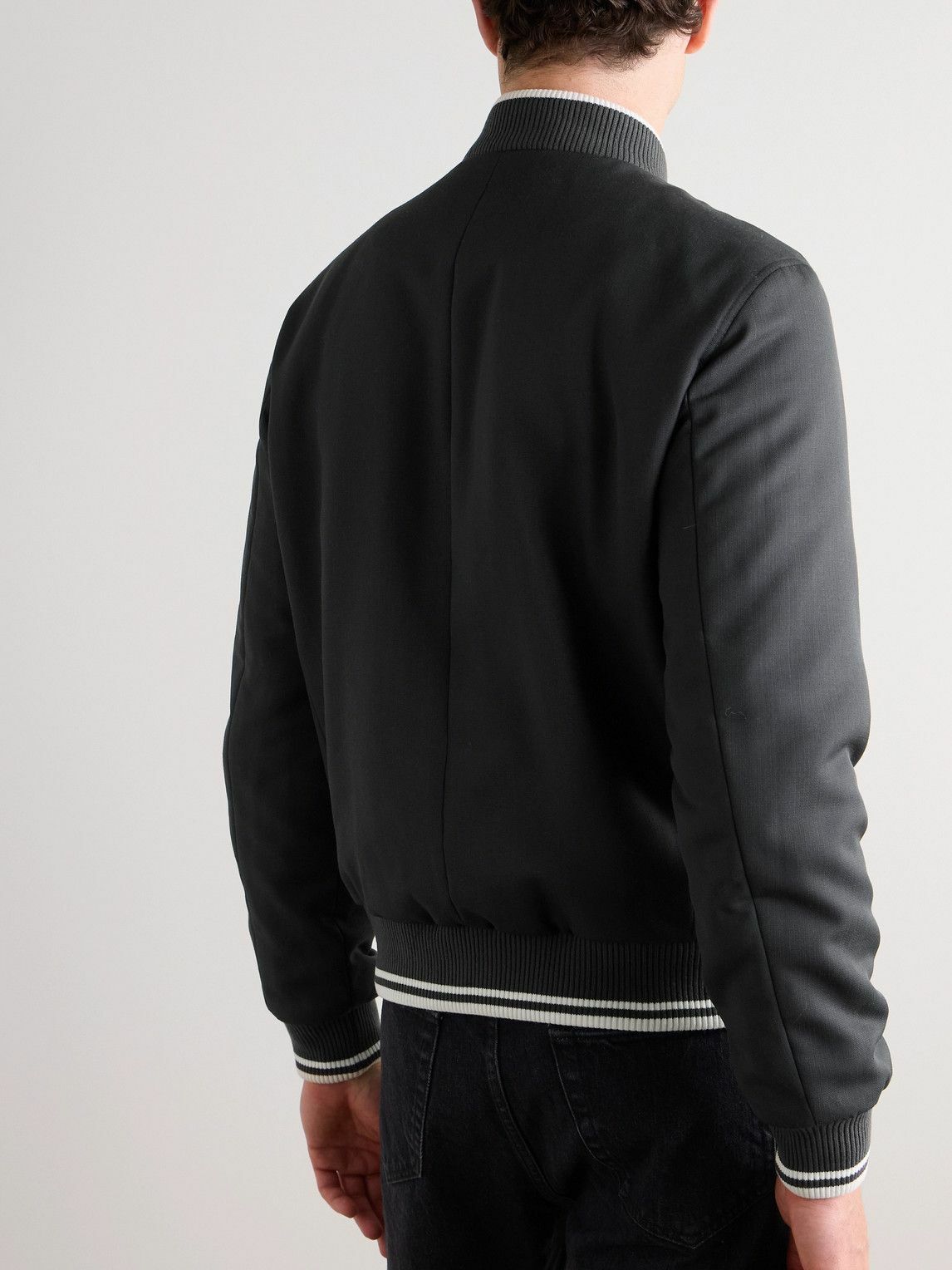 Mr P. - Striped Woven Bomber Jacket - Gray Mr P.