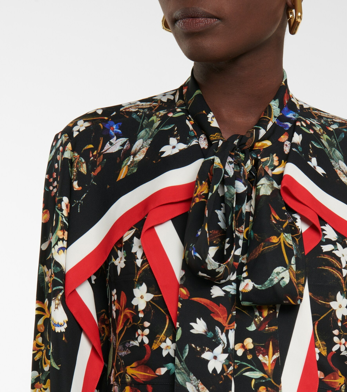 Burberry - Floral foulard-trim silk midi dress Burberry