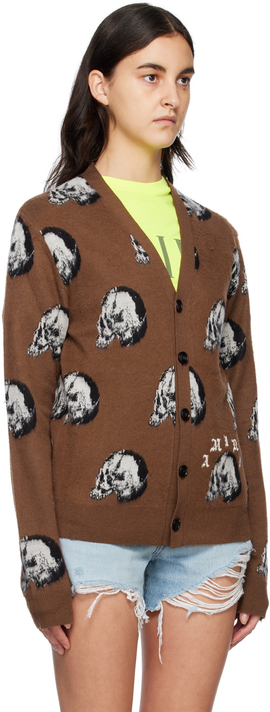 AMIRI Brown Wes Lang Edition Repeat Skull Cardigan Amiri