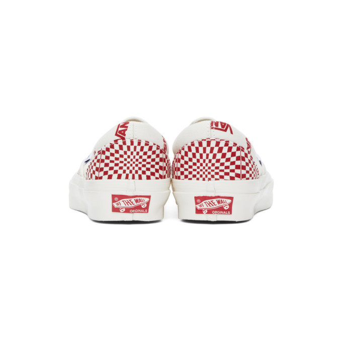 Vans Red and White Check OG Classic Slip-On LX Sneakers Vans