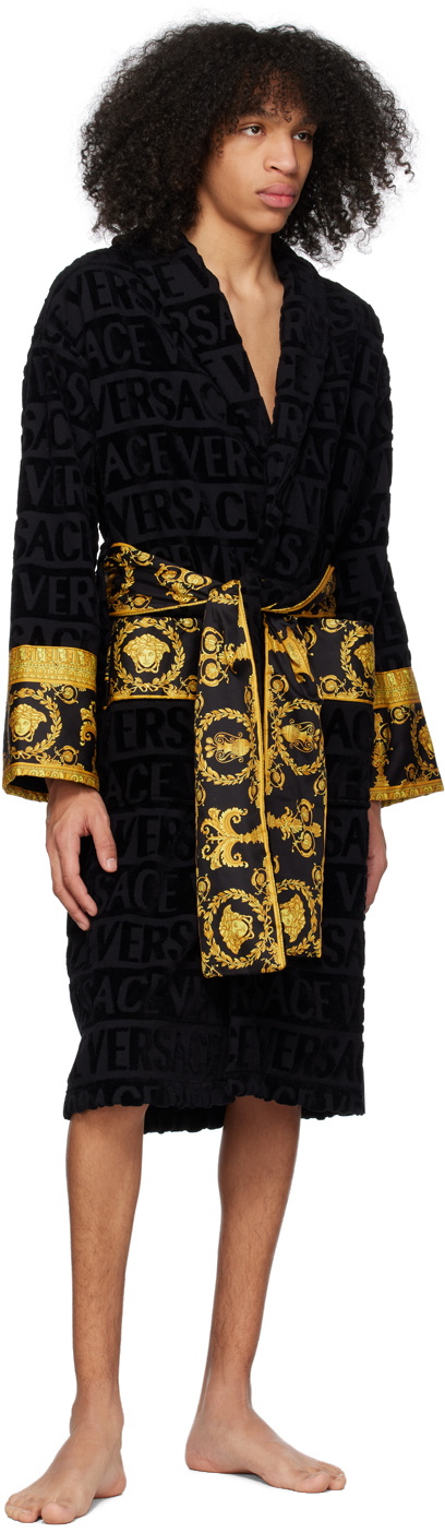 Versace Underwear Black 'I Heart Baroque' Robe Versace Underwear