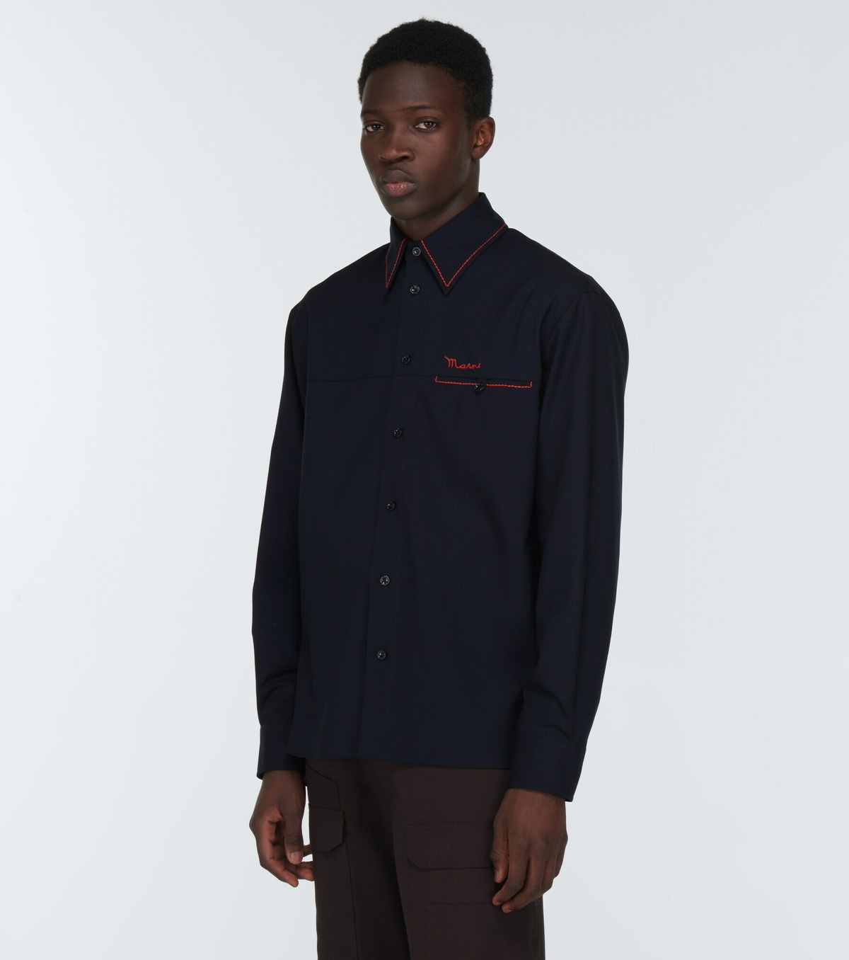Marni - Embroidered virgin wool shirt Marni