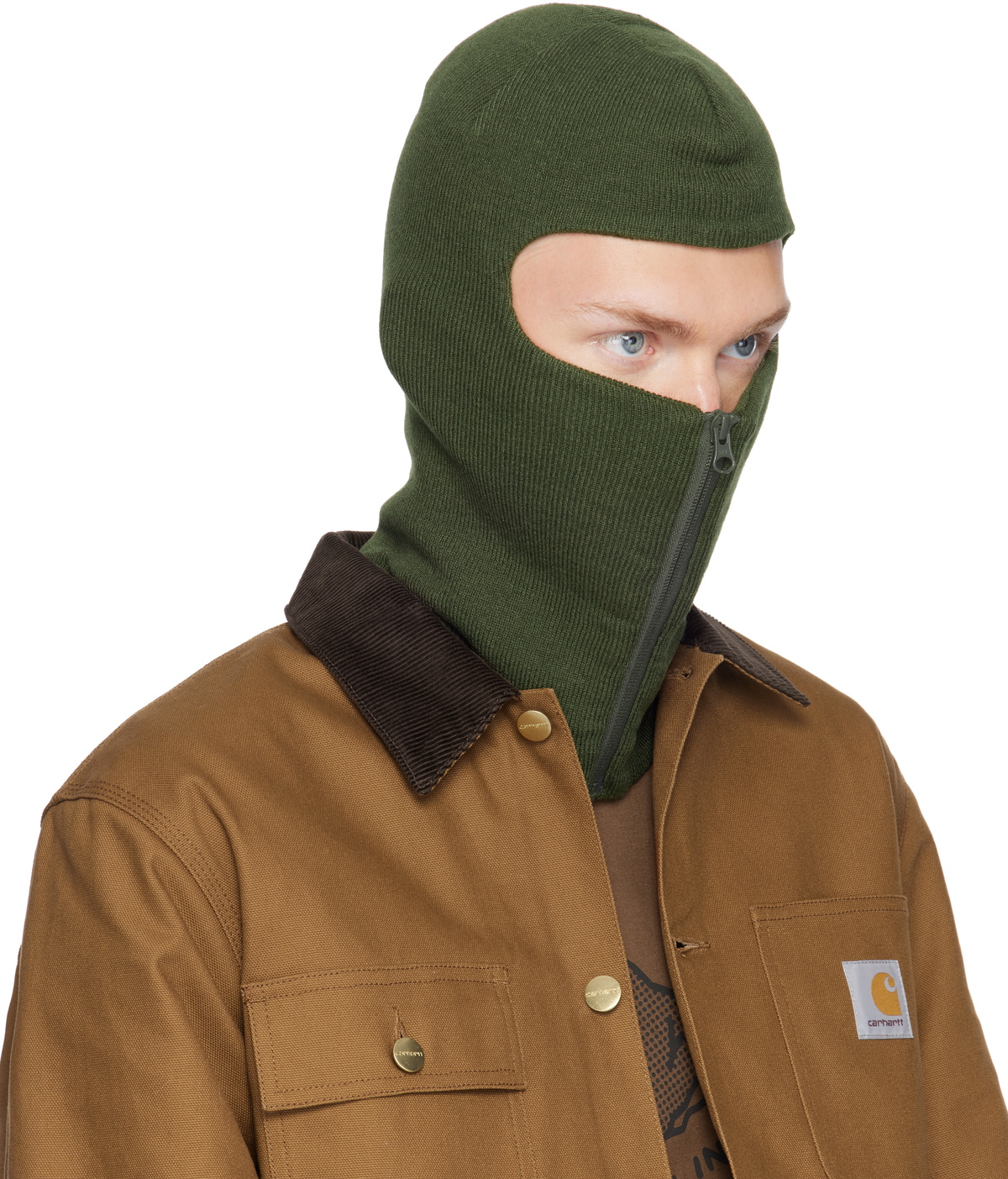 Carhartt Work In Progress Green Zip Mask Balaclava Carhartt WIP