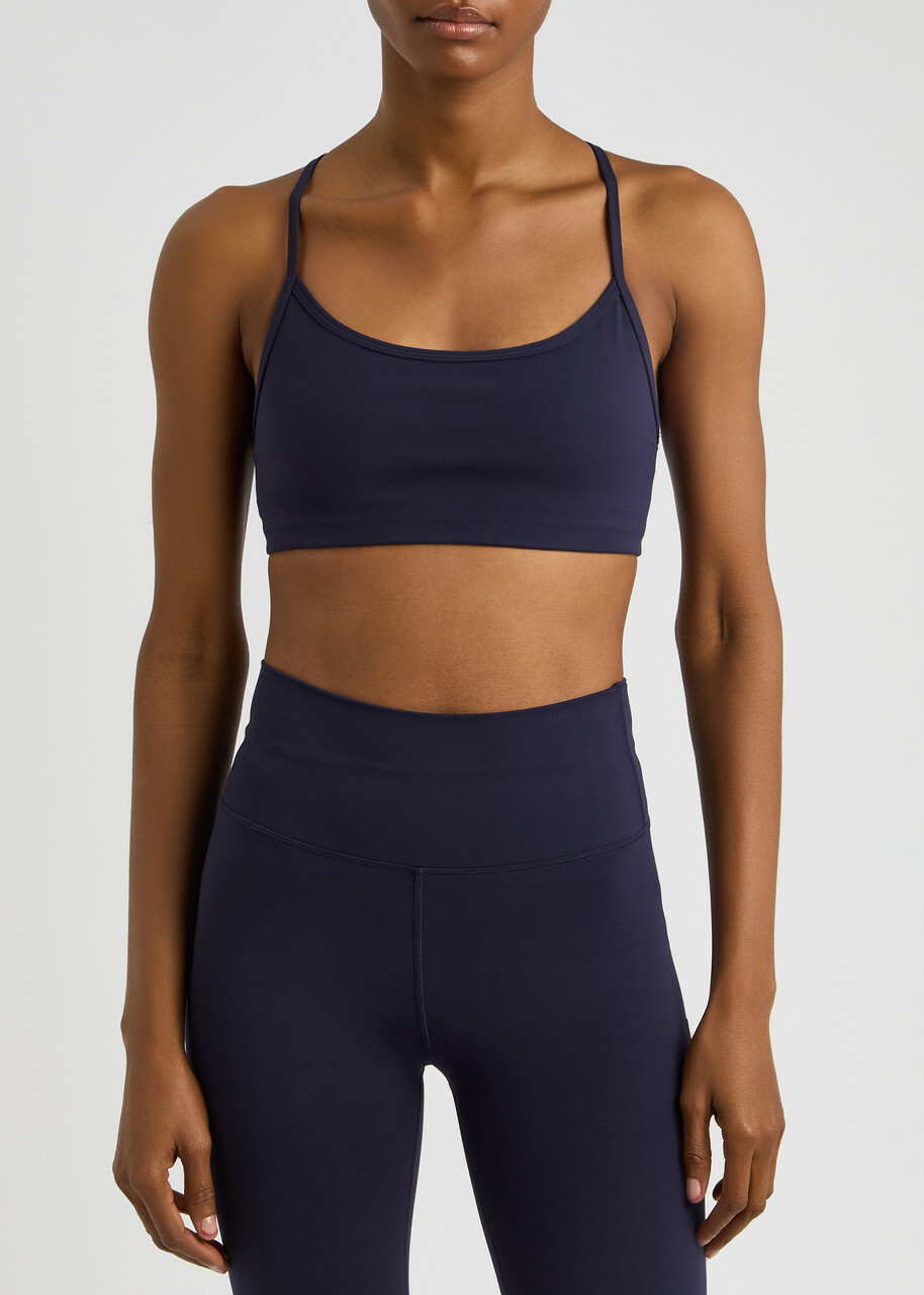 Vuori All The Feels Stretch-nylon Soft-cup bra Navy Vuori