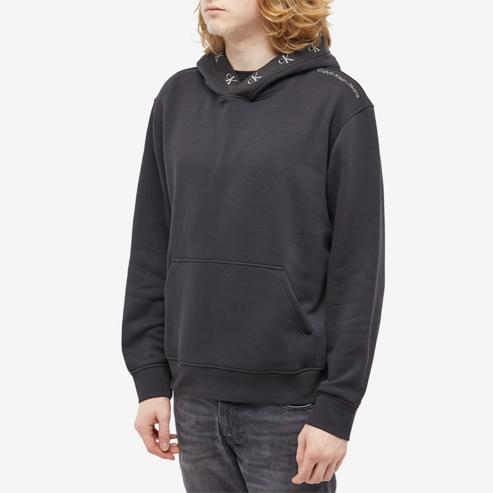 Calvin Klein Men's Logo Jacquard Hoody in Ck Black Calvin Klein