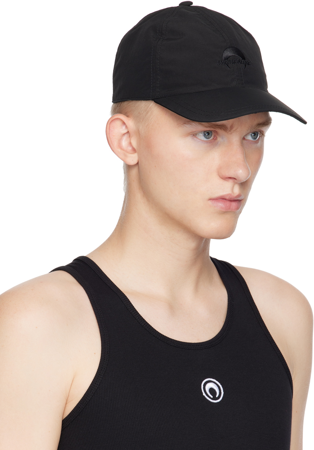 Marine Serre Black MS Sport Nylon Baseball Cap Marine Serre
