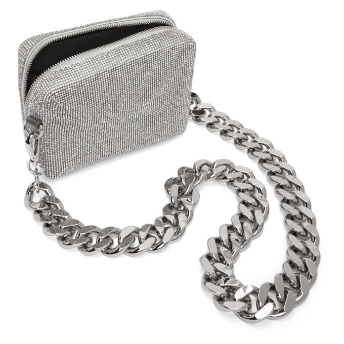 Kara Silver Crystal Mesh Camera Bag Kara