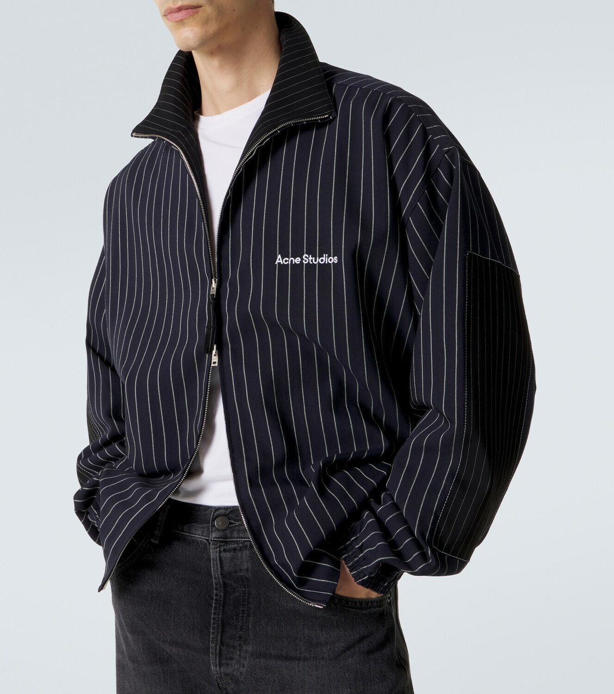 Acne Studios Pinstripe wool and cotton-blend jacket Acne Studios