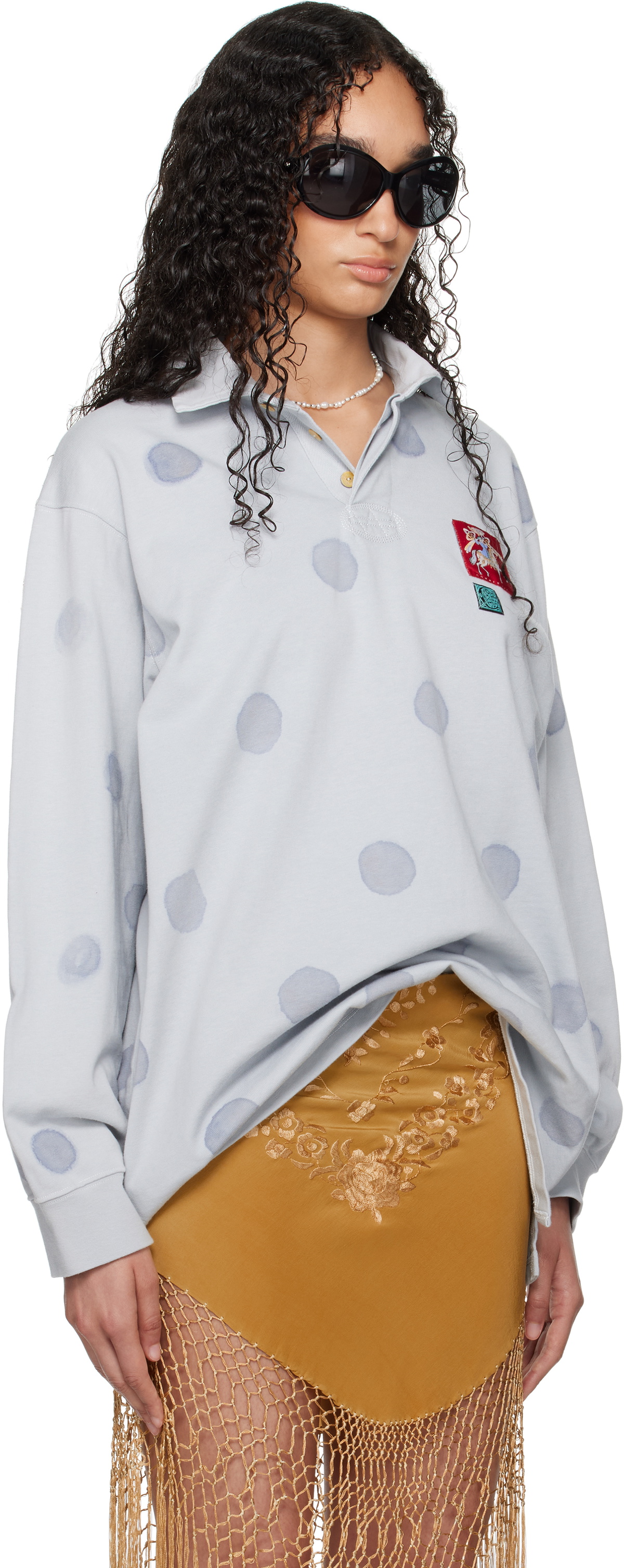 Conner Ives SSENSE Exclusive Blue 'The Camelot Rugby' Polo Conner Ives