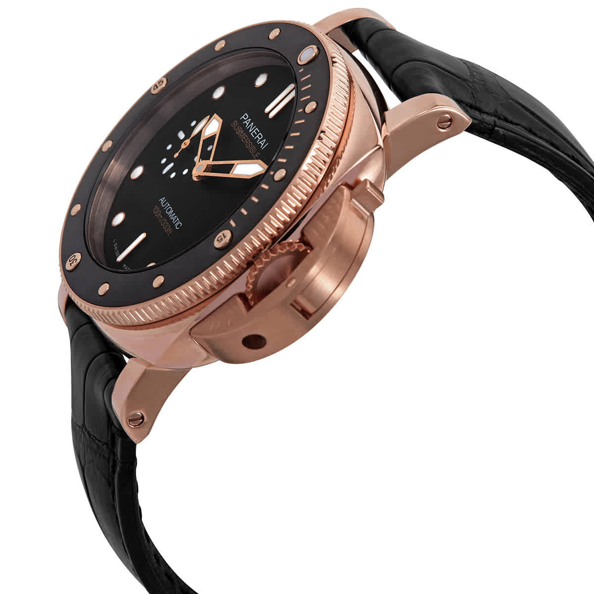 Panerai Submersible Automatic 18kt Rose Gold Black Dial Mens 42 mm ...