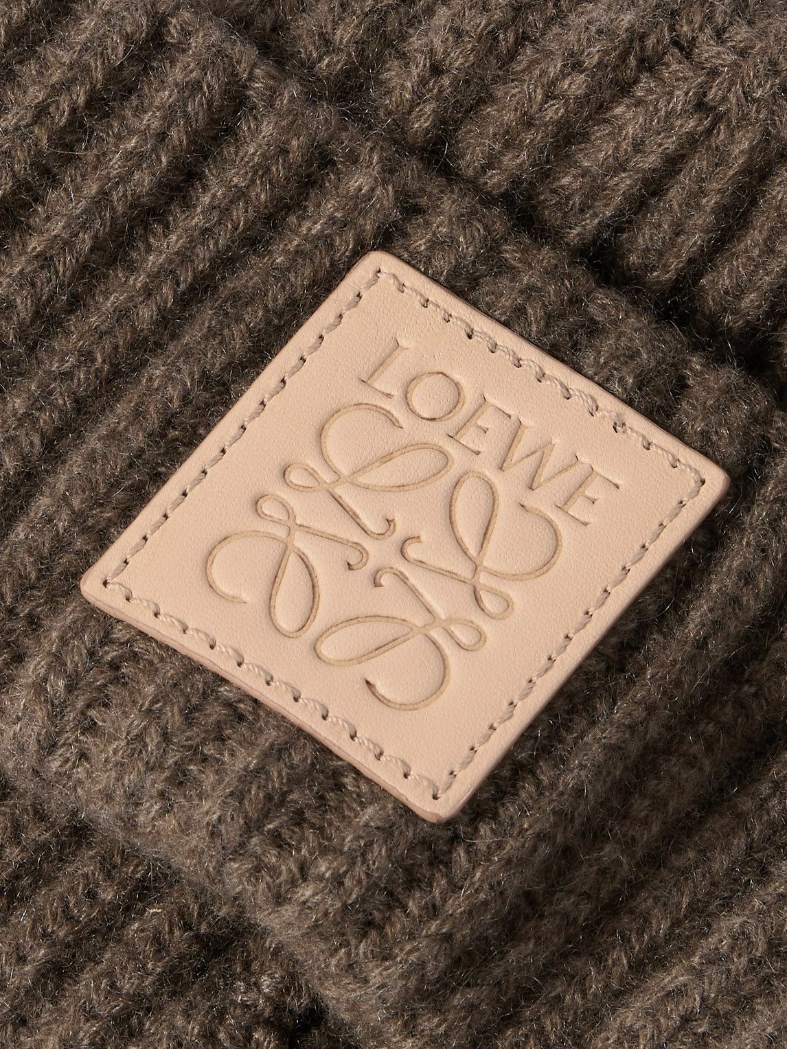 LOEWE - Logo-Appliquéd Ribbed Cashmere Beanie Loewe
