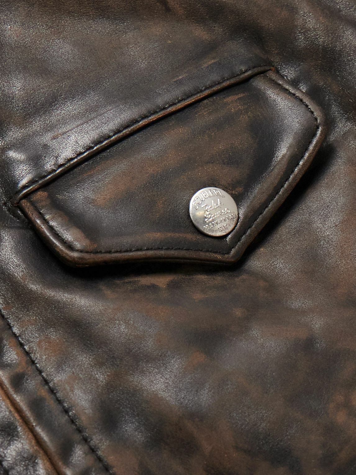 RRL - Watts Slim-Fit Distressed Leather Biker Jacket - Black RRL