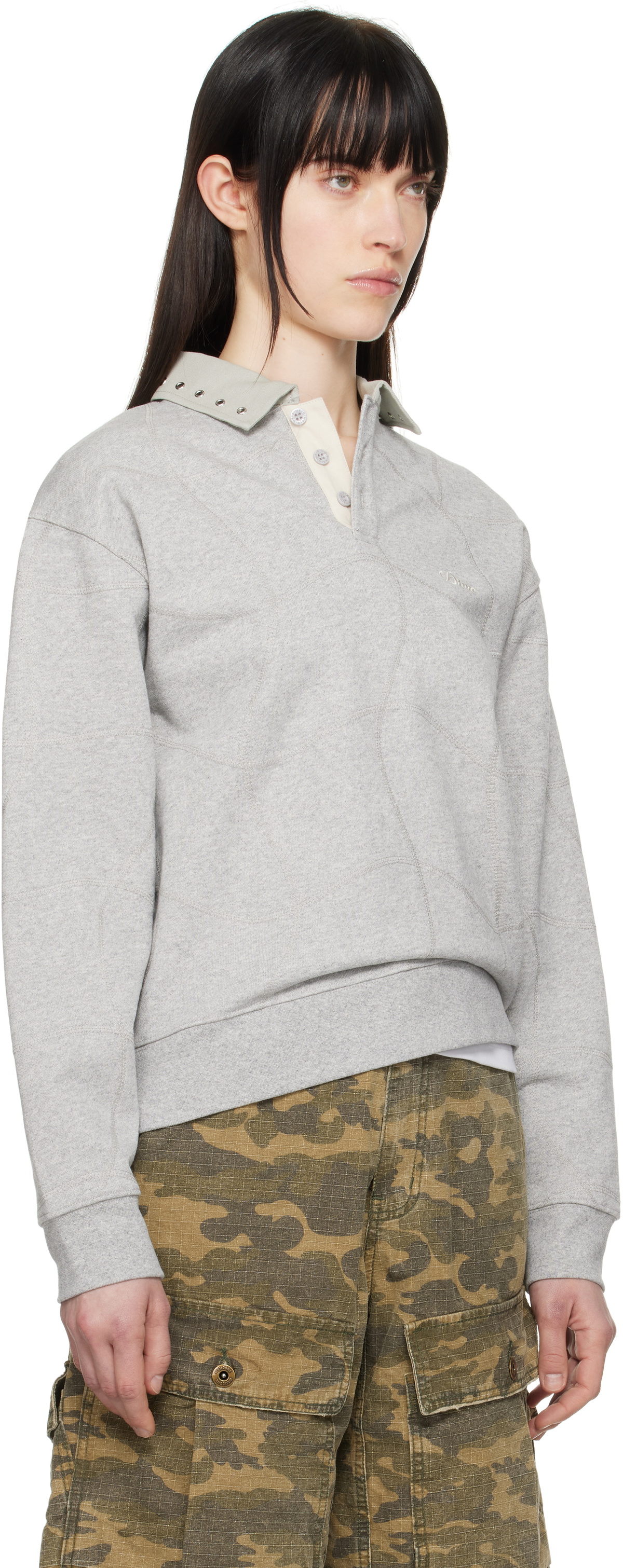 Dime Gray Wave Rugby Polo Dime