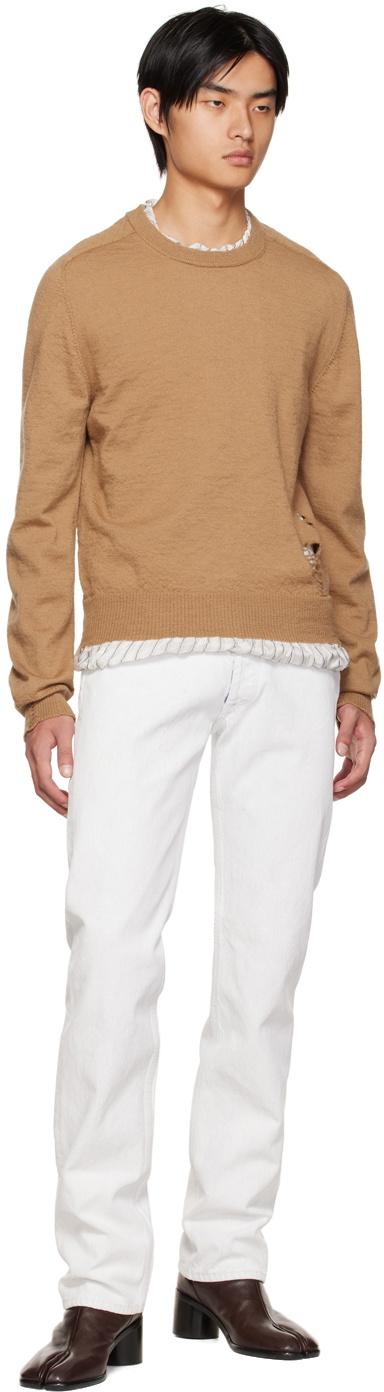 Maison Margiela Tan Distressed Sweater Maison Margiela