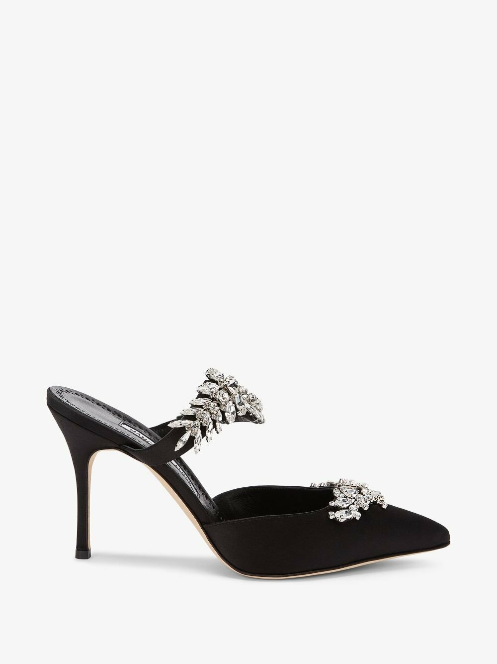 Manolo Blahnik Black Lurum 90 Satin Mules Manolo Blahnik