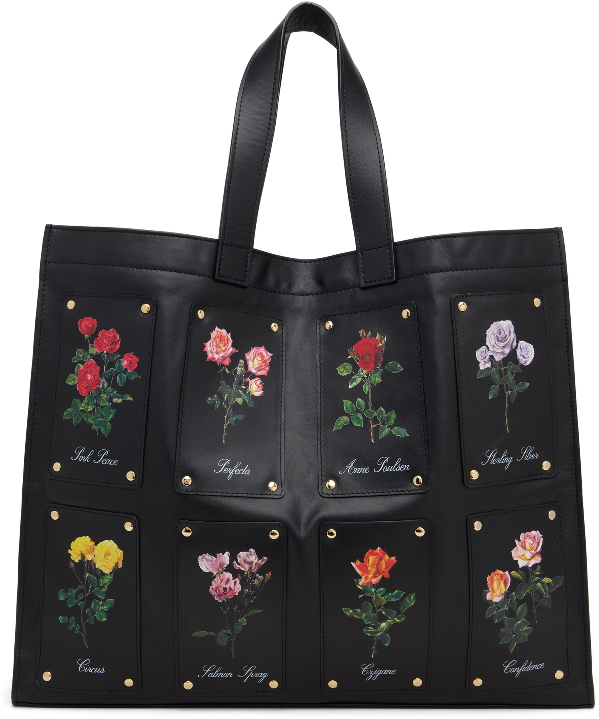 Ernest W. Baker Black Patched Rose Shopper Tote Ernest W. Baker