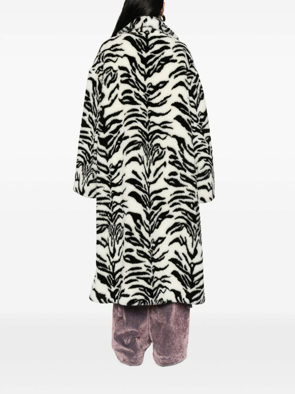 The Attico White Zebra-Print Faux-Fur Coat The Attico