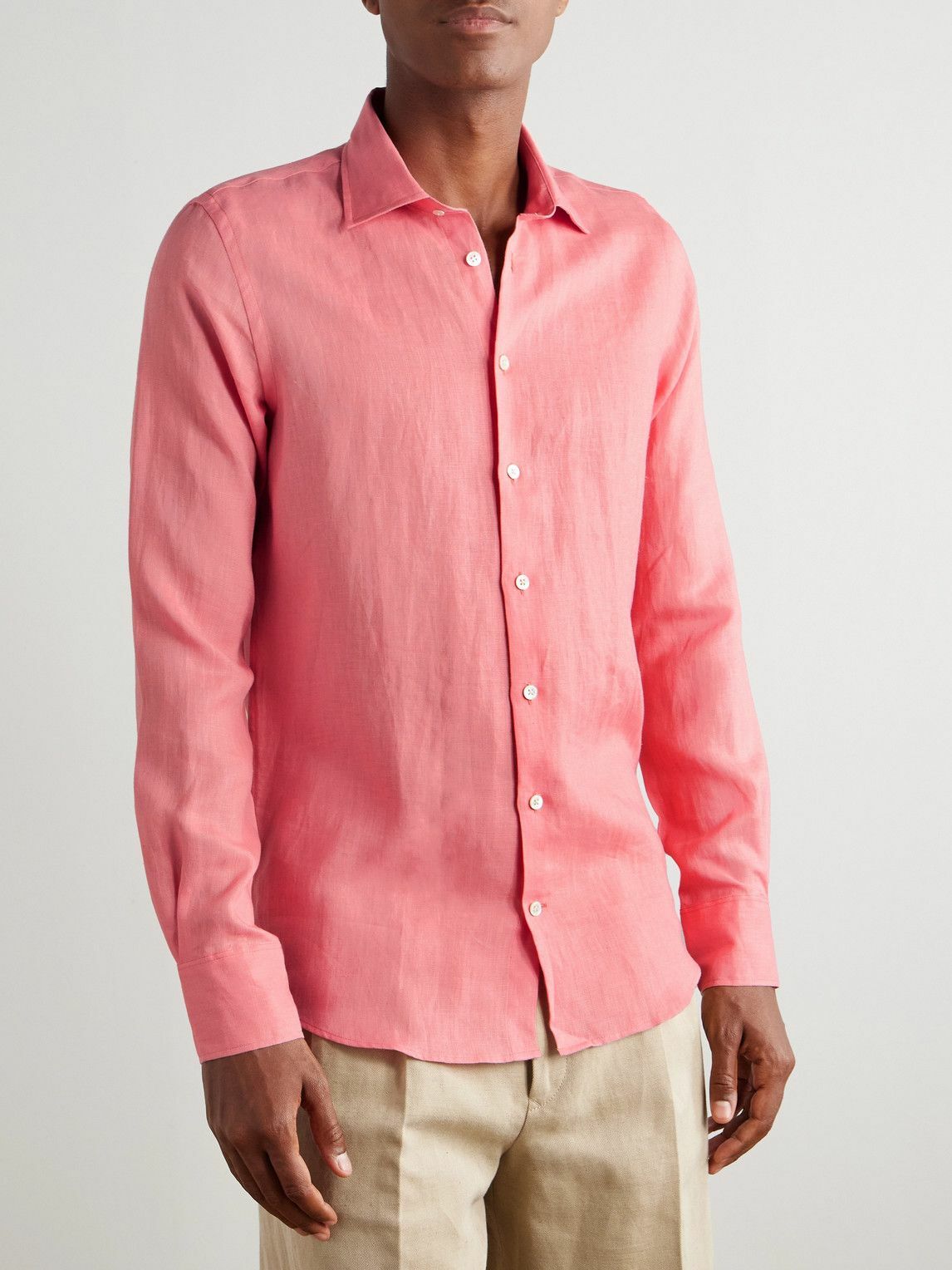 Richard James - Slim-Fit Linen Shirt - Pink Richard James