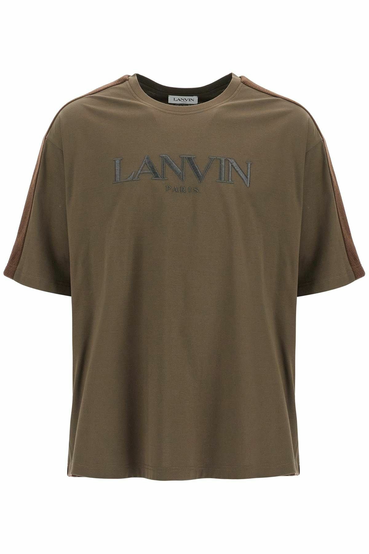 LANVIN logo t-shirt with curb branded stripes Brown Lanvin
