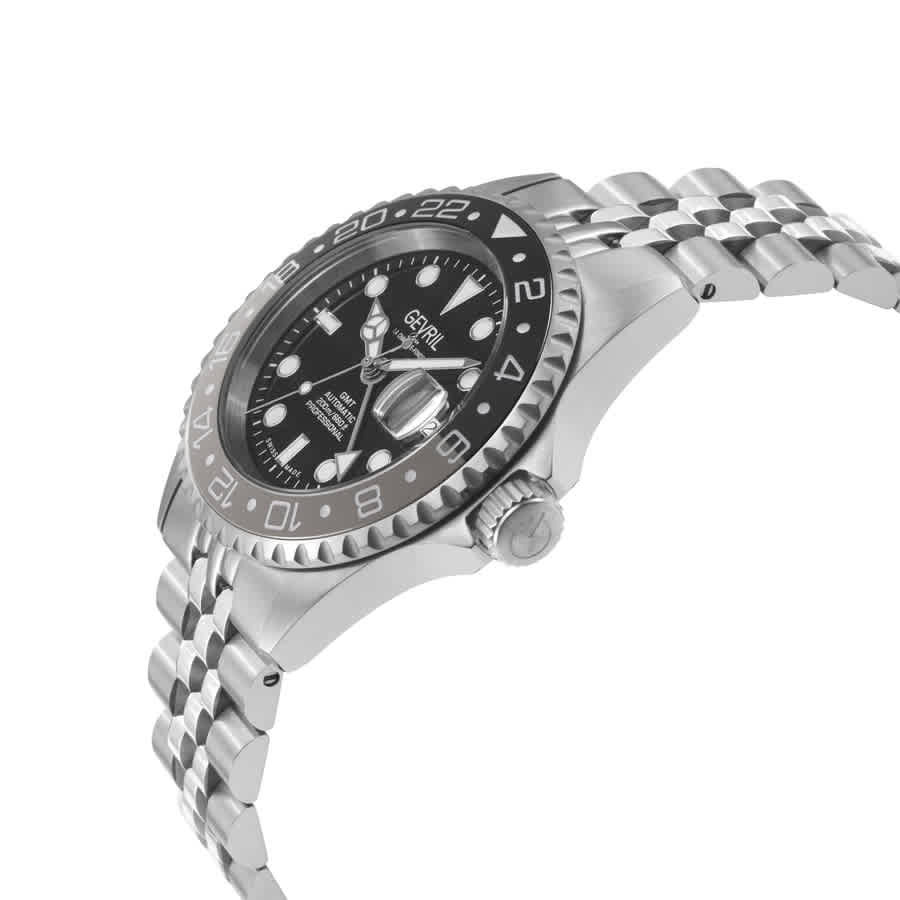 Gevril Wall Street GMT Automatic Black Dial Mens Watch 4958B Gevril