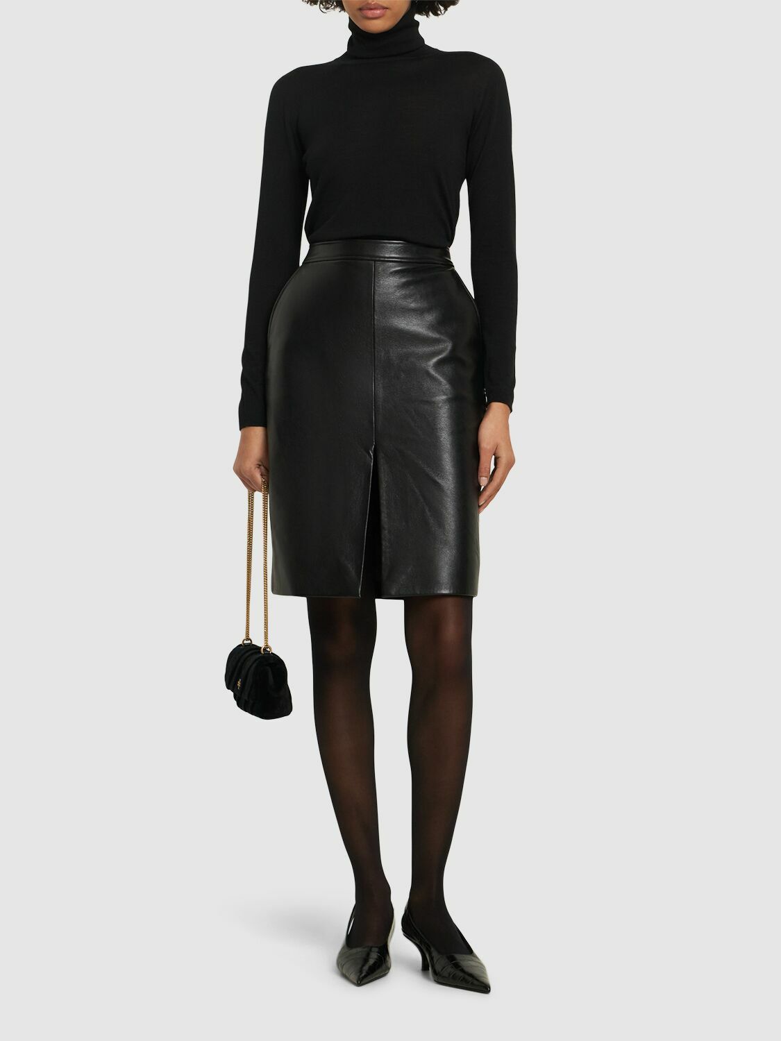 ANINE BING Tyra Leather Blend Pencil Midi Skirt ANINE BING