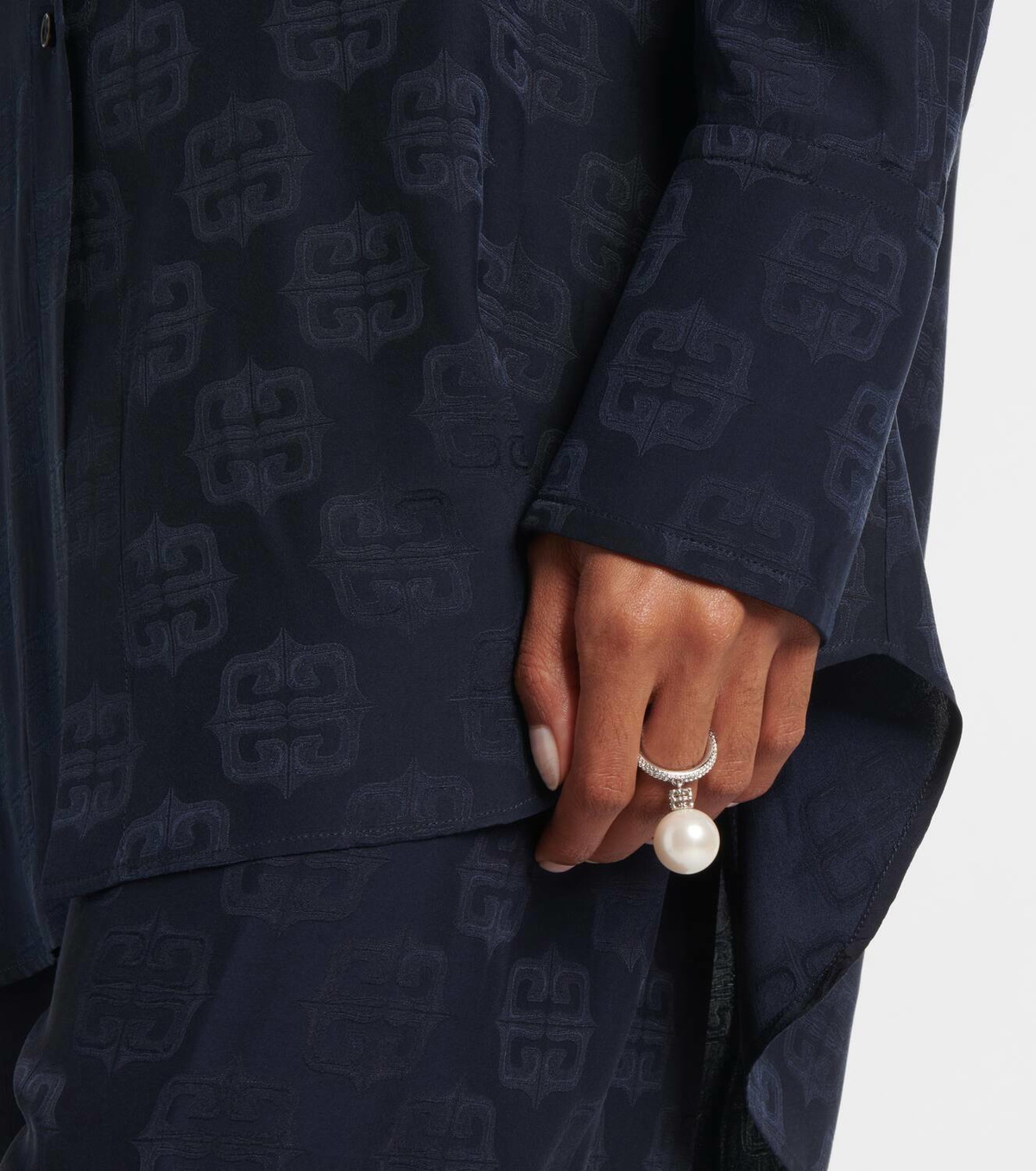Givenchy Crystal-embellished ring with faux pearl Givenchy