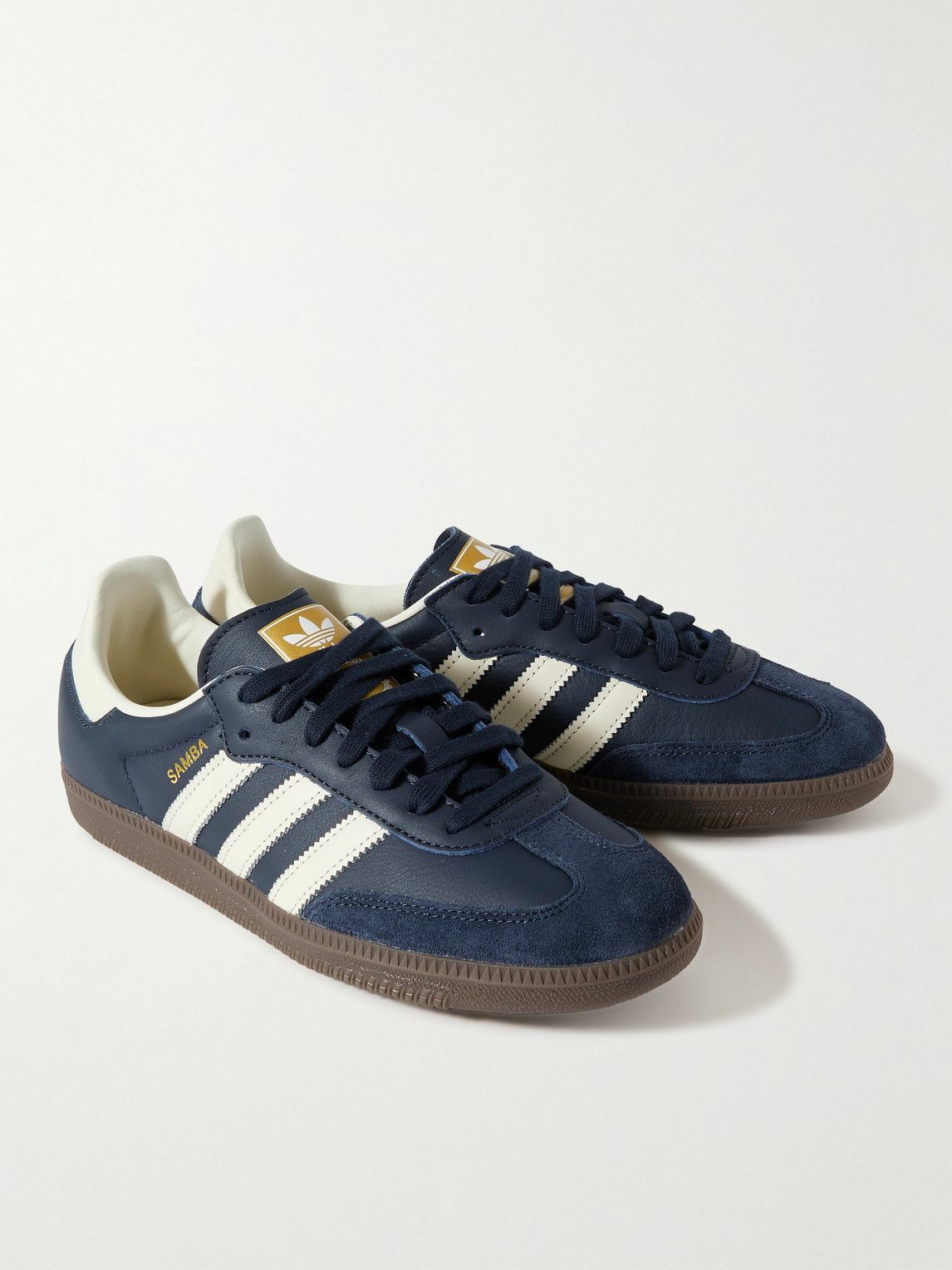 Adidas Originals Samba OG Suede Trimmed Leather Sneakers Blue