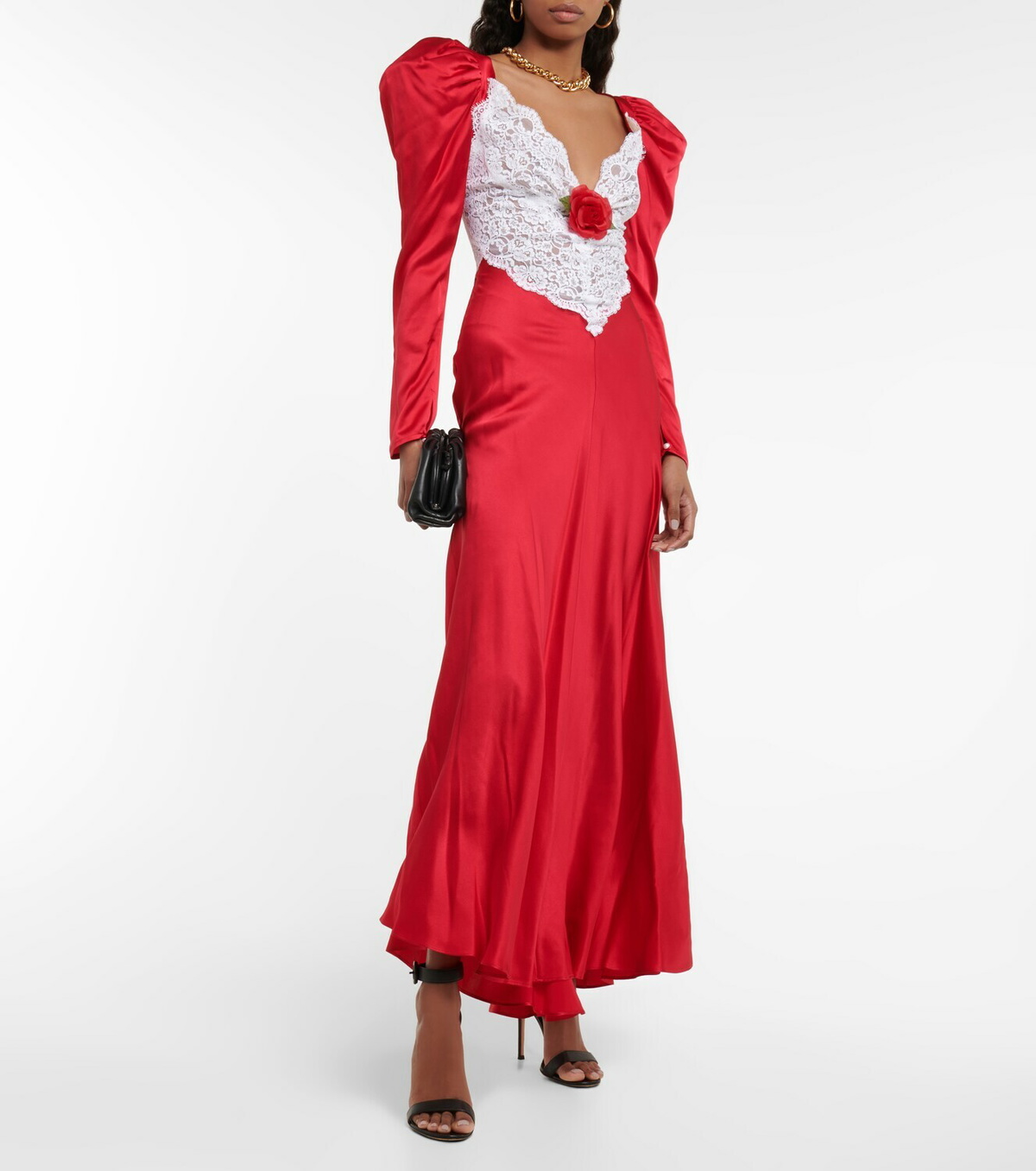 Rodarte - Lace-insert silk charmeuse gown Rodarte