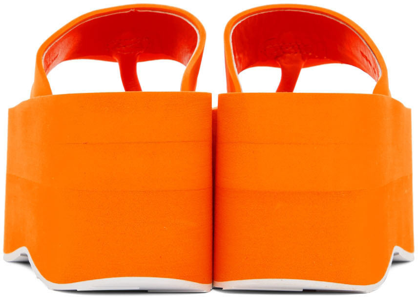 MSGM Orange Rubber Platform Sandals MSGM