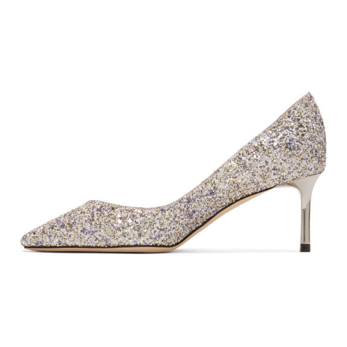 Jimmy Choo Silver Glitter Romy 60 Heels Jimmy Choo