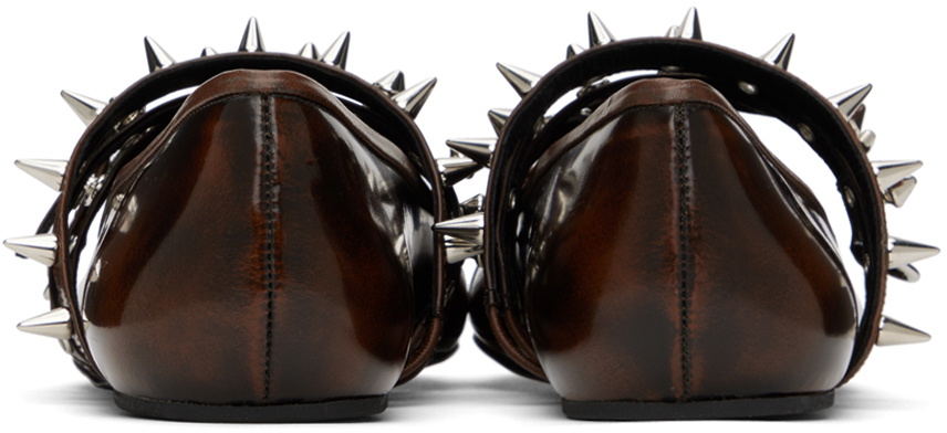 ABRA Brown Spike Ballerina Flats ABRA
