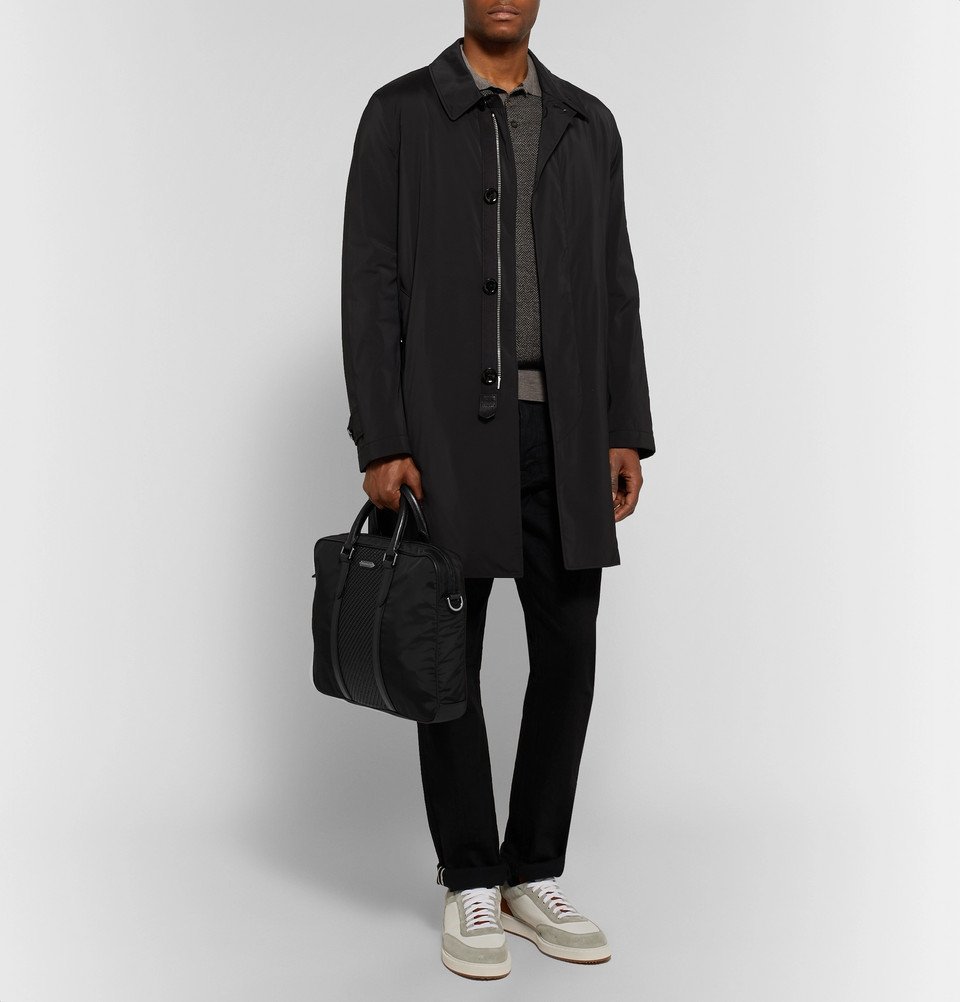 Ermenegildo Zegna - Nylon and Pelle Tessuta Leather Briefcase - Black ...