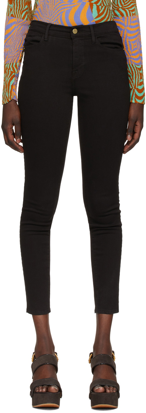 FRAME Black 'Le Skinny High' Jeans Frame Denim
