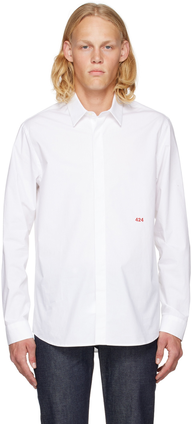 424 White Embroidered Shirt 424