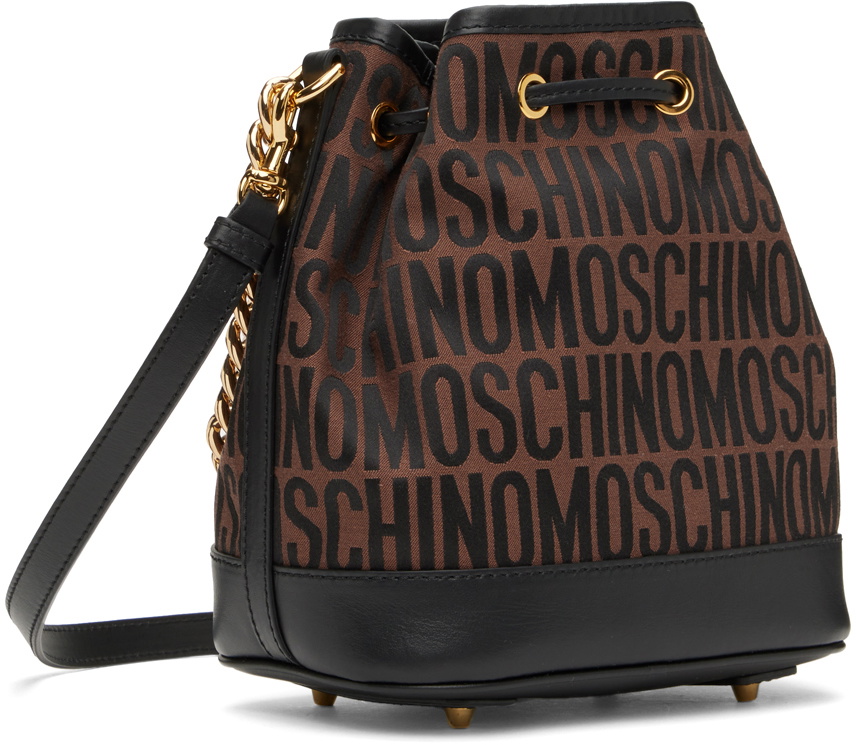 Moschino Brown All-Over Logo Bucket Bag Moschino