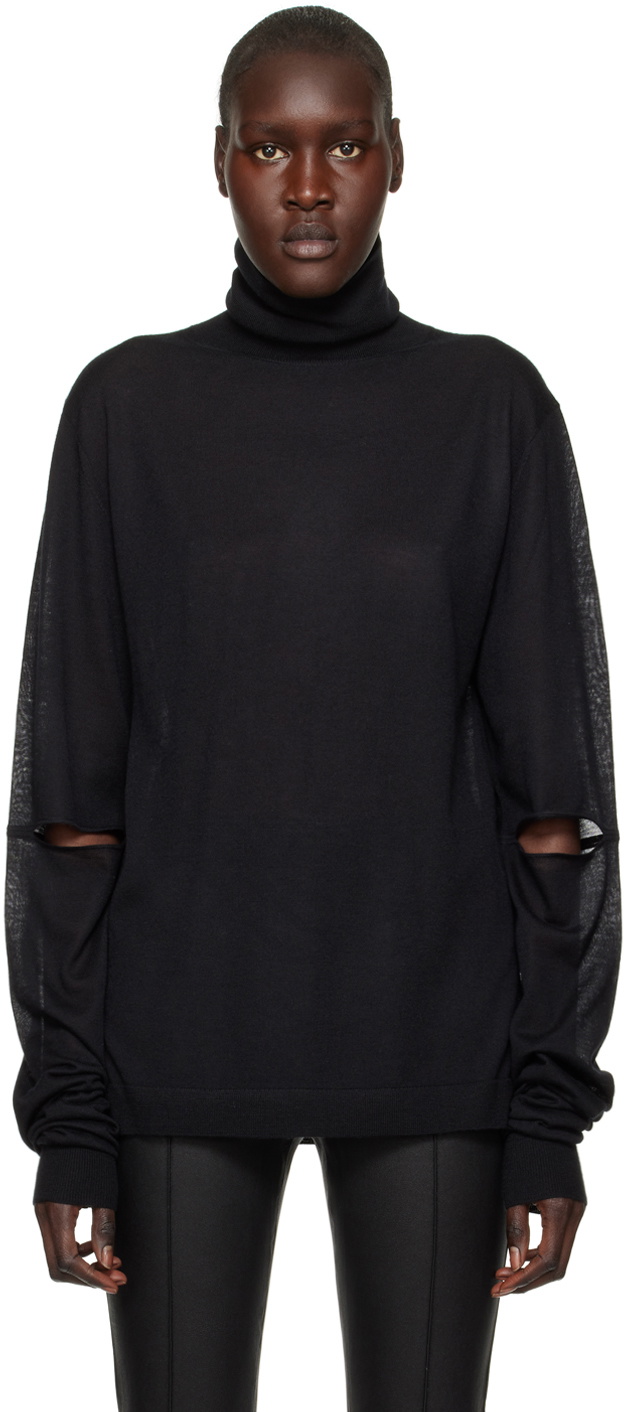 Helmut Lang Black Cut Out Turtleneck Helmut Lang
