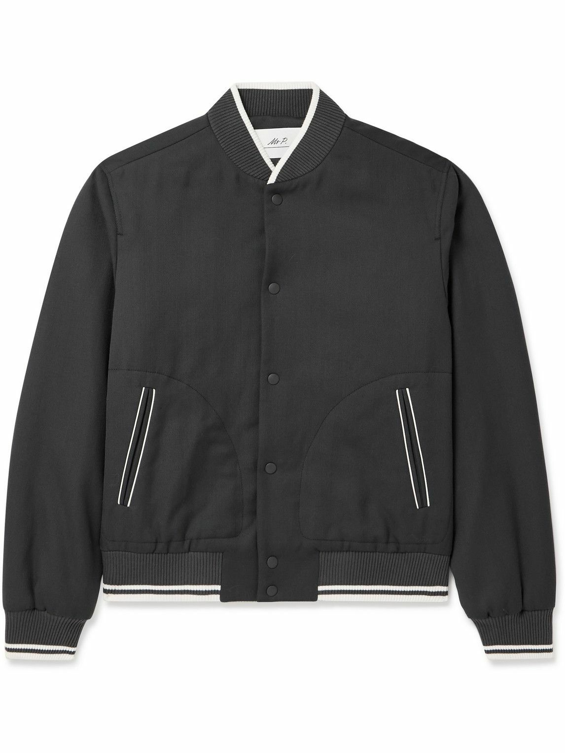 Mr P. - Striped Woven Bomber Jacket - Gray Mr P.