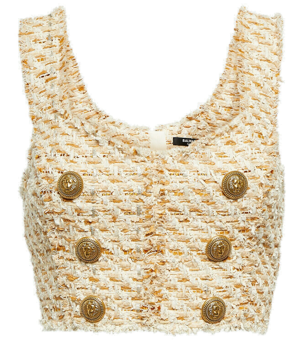 Balmain Cotton-blend tweed crop top Balmain