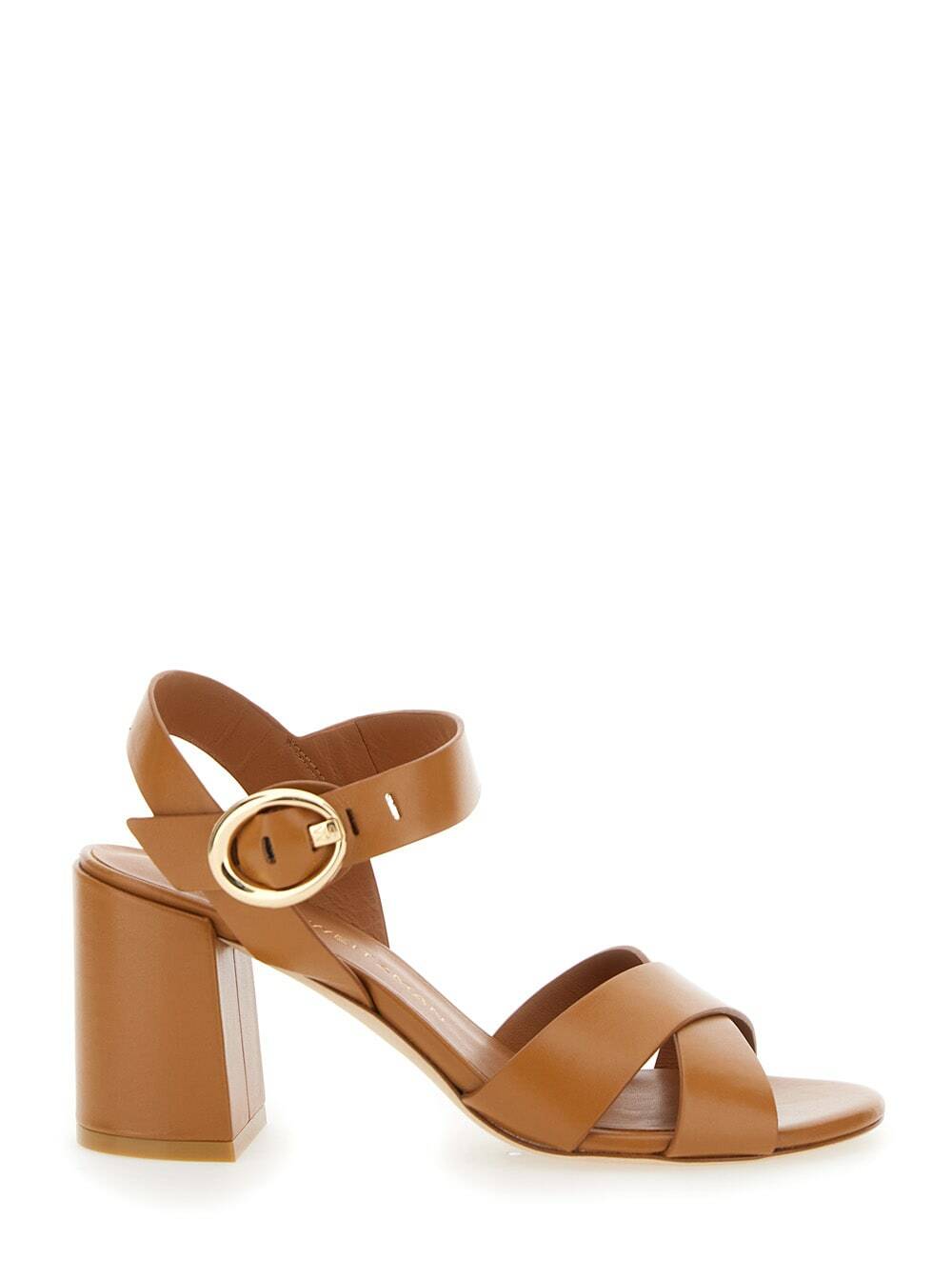 Stuart Weitzman benni Block Brown Heeled Sandal With Open Toe And Ankle ...